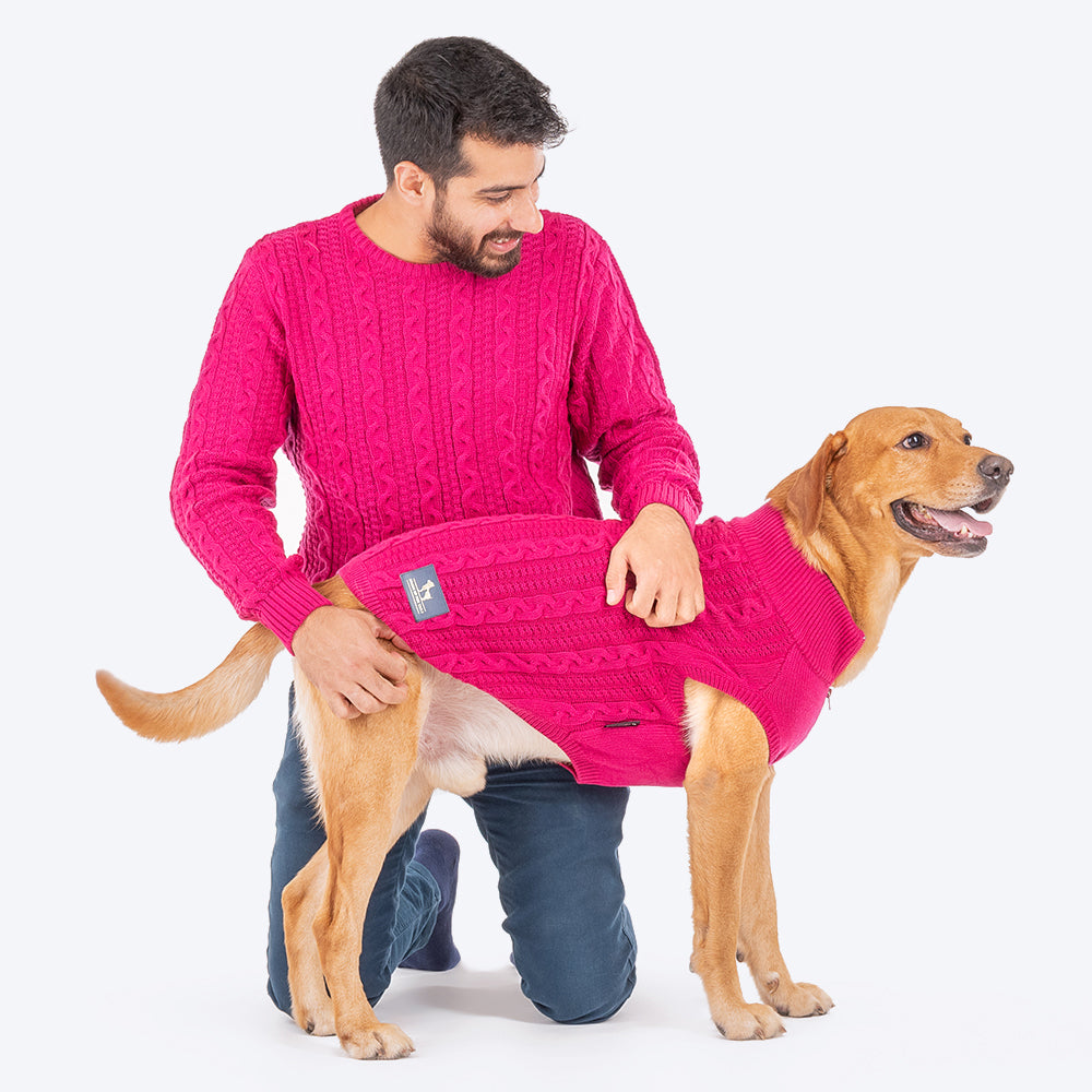HUFT Twinning Classic Sweater For Hoomans - Orchid Flower Pink – Heads ...